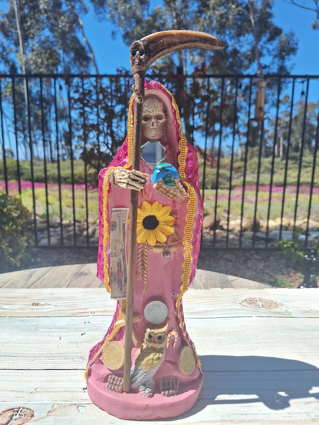 Santa Muerte Color Pink 13" Holy Death Statue / Grim Reaper/ Dressed ...