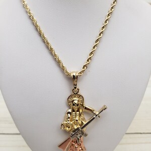 Santa Muerte Gold Plated Necklace Brand New Chain Tricolor - Santa ...