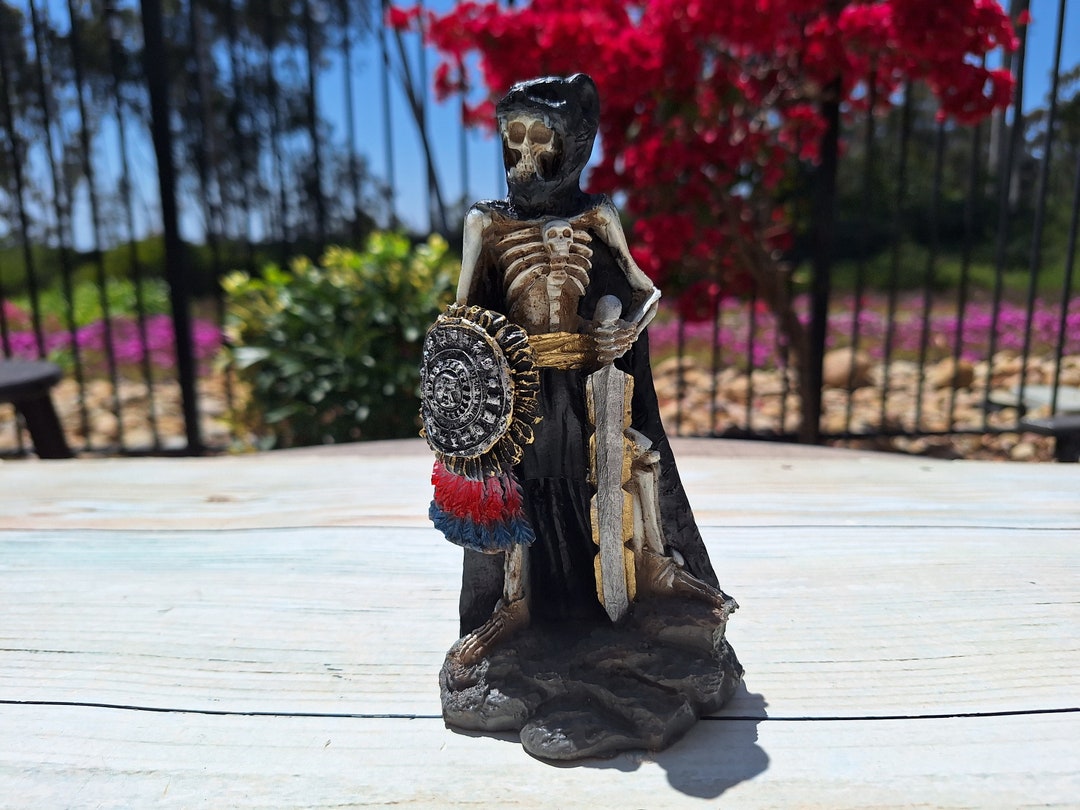 Santa Muerte Color Black 7" Holy Death Statue / Grim Reaper / Aztec ...