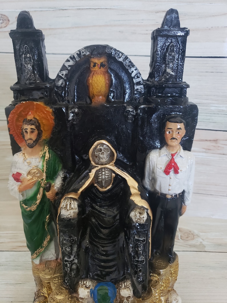 Handmade Jesus Malverde, Santa Muerte & San Judas Statue (14.5"x8") - Etsy