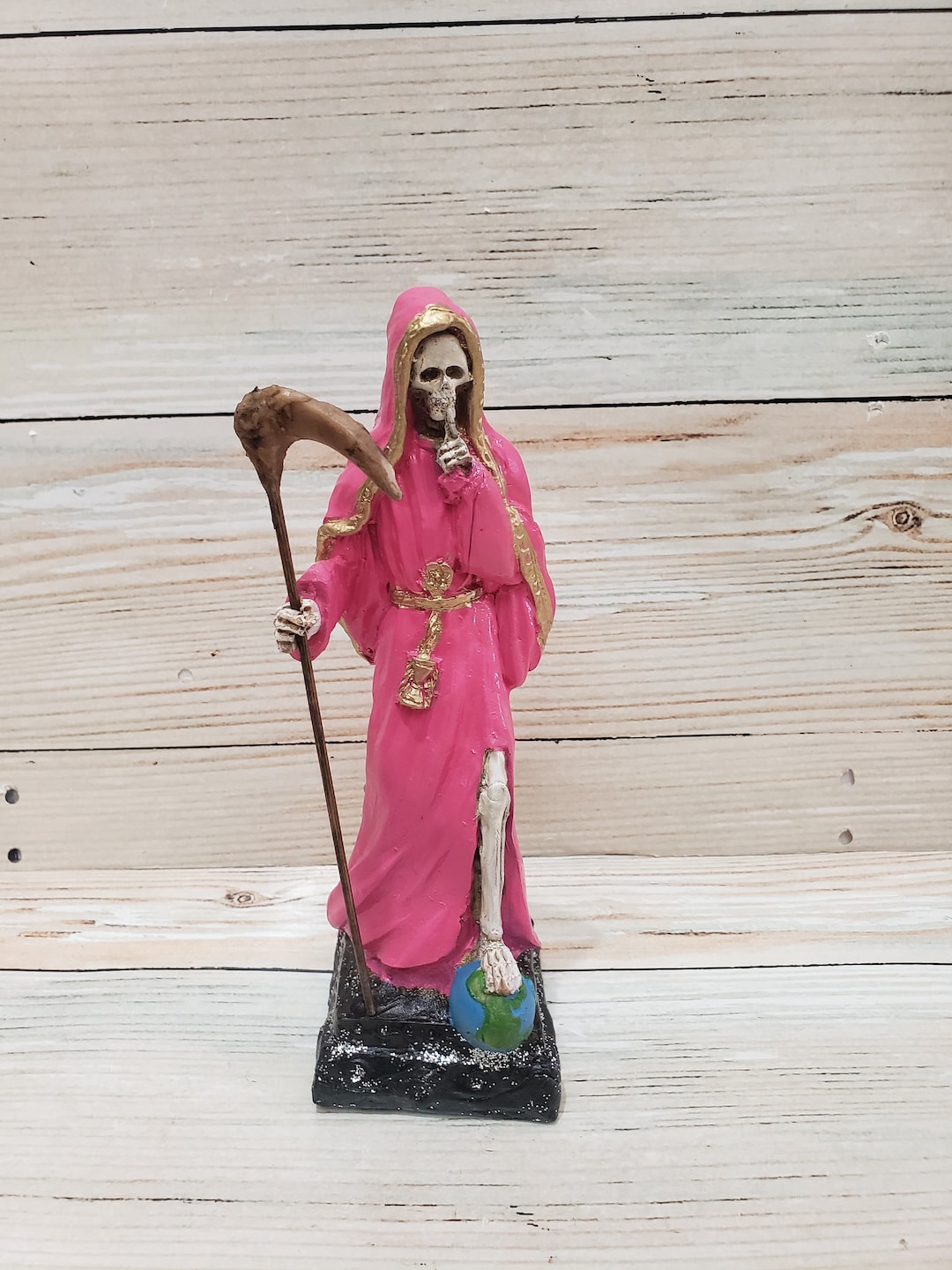 Santa Muerte Color Pink Size 10" Holy Dead Statue / Grim Reaper/ Fully ...