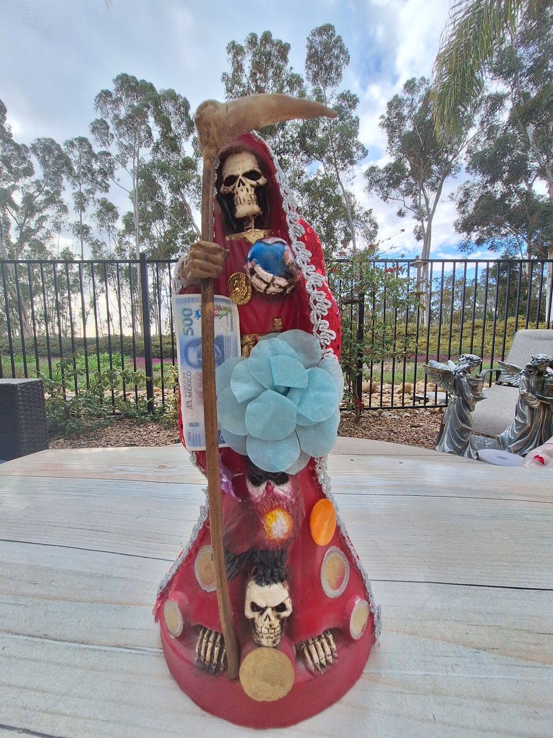 Santa Muerte Color Red 13 Holy Death Statue / Grim Reaper/ Dressed ...