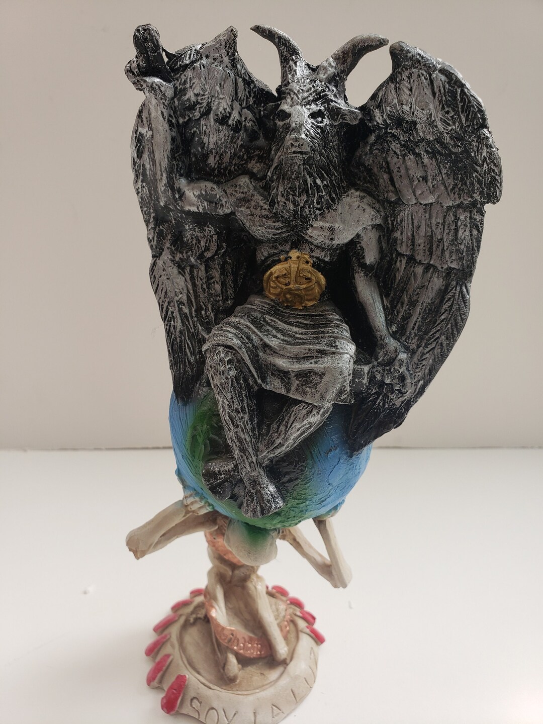 Templar Sabbatic Goat Baphomet Satan 11" X 5" Seating on Top of World ...