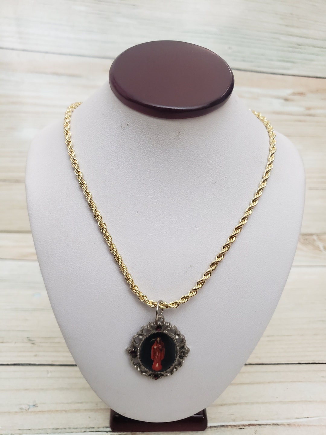 Santa Muerte Gold-plated Rope Necklace - 15" Chain - Etsy