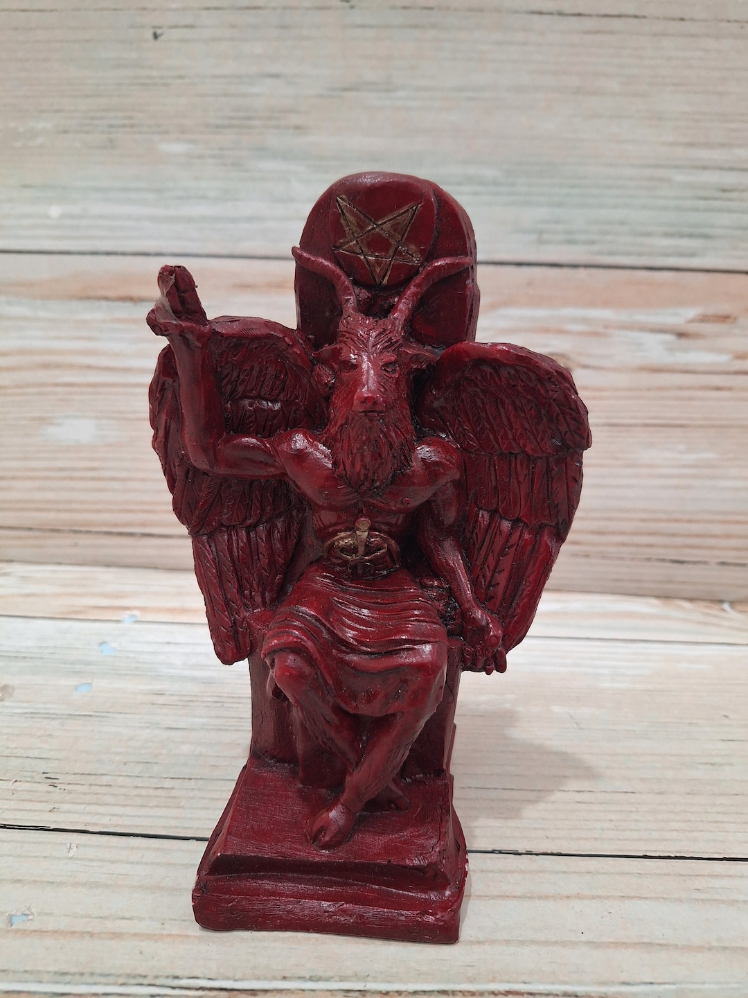 Templar Sabbatic Goat Baphomet Satan Medium 7" X 5" Color Red / Resin ...