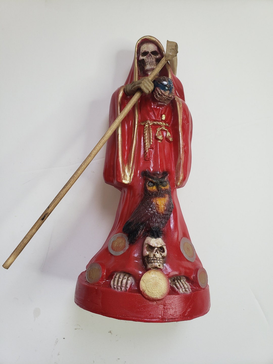 Santa Muerte Color Red 13 Holy Death Statue / Grim Peaper / Curada ...