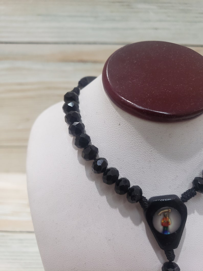 Rosario De La Santa Muerte 7 Poderes De Madera Negra / Rosary - Etsy