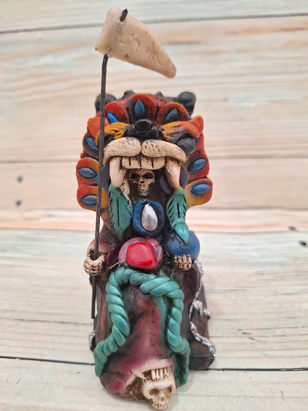 Santa Muerte Bendesida Azteca 5x3 Color Gold Rainbow Holy Death Fix ...