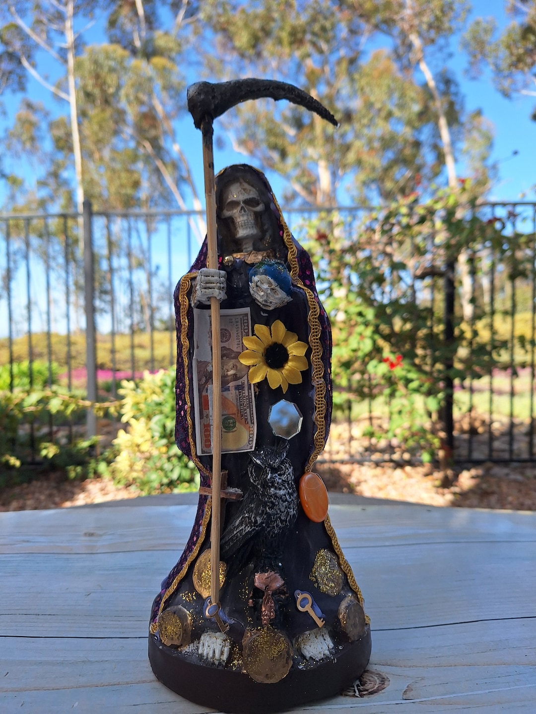 Santa Muerte Color Purple 13 Holy Death Statue / Grim Reaper/ Dressed ...