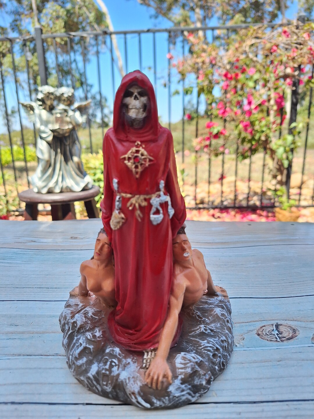 Santa Muerte Color Red 9"x6" Holy Death Statue/ Health / Curada / Color ...