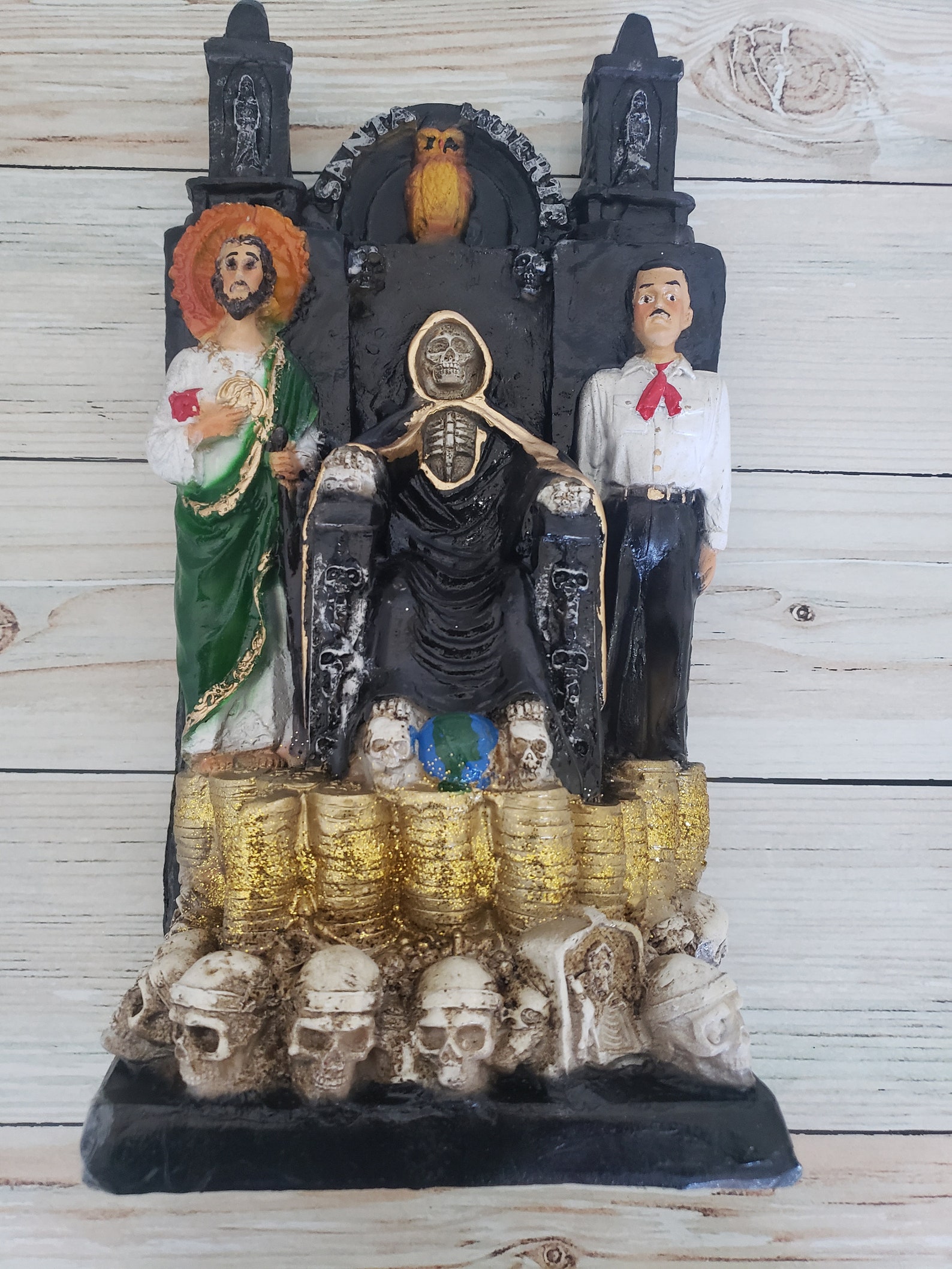 Handmade Jesus Malverde, Santa Muerte & San Judas Statue (14.5"x8") - Etsy