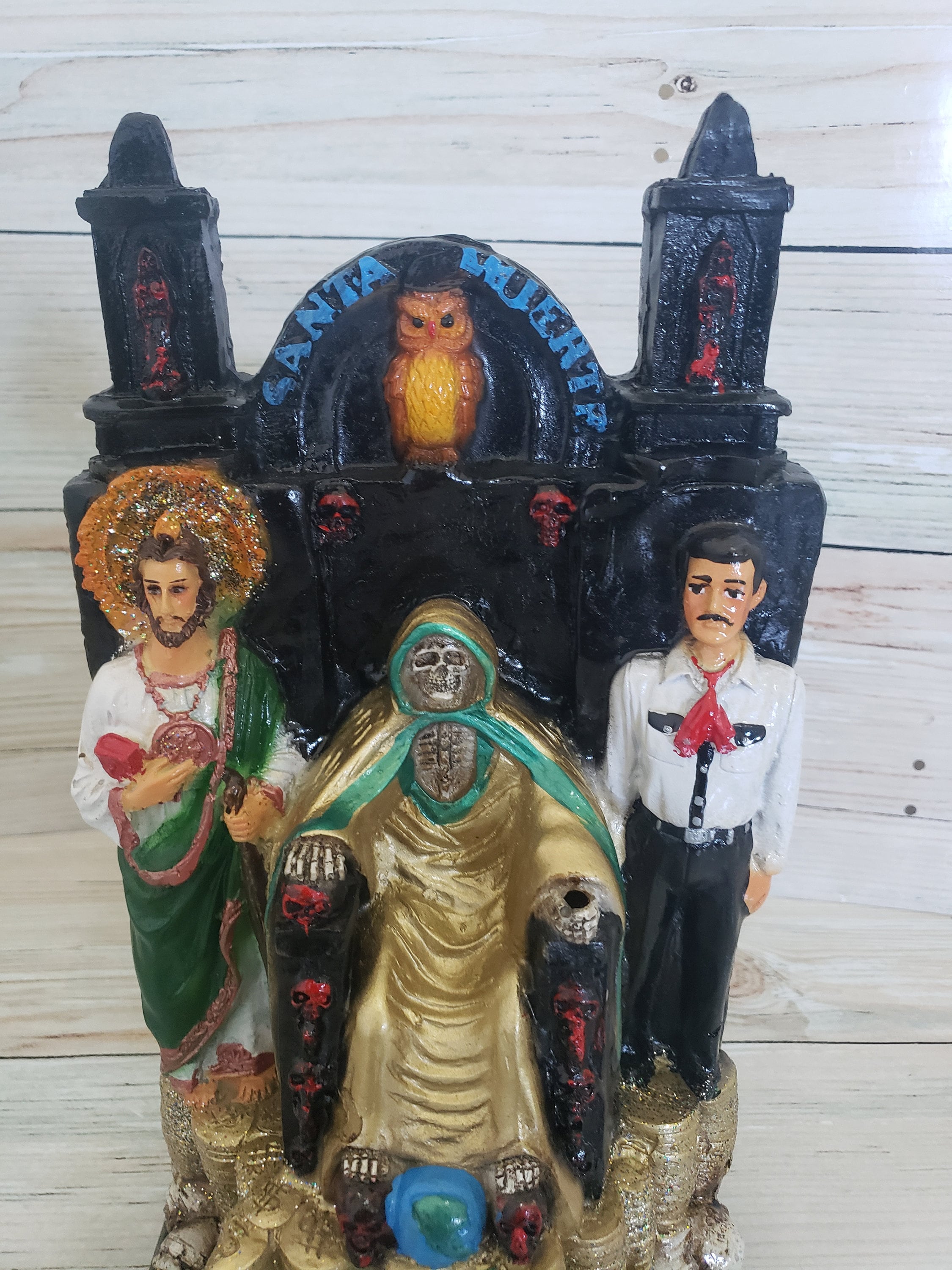 Handmade Jesus Malverde, Santa Muerte & San Judas Statue (14.5"x8") - Etsy