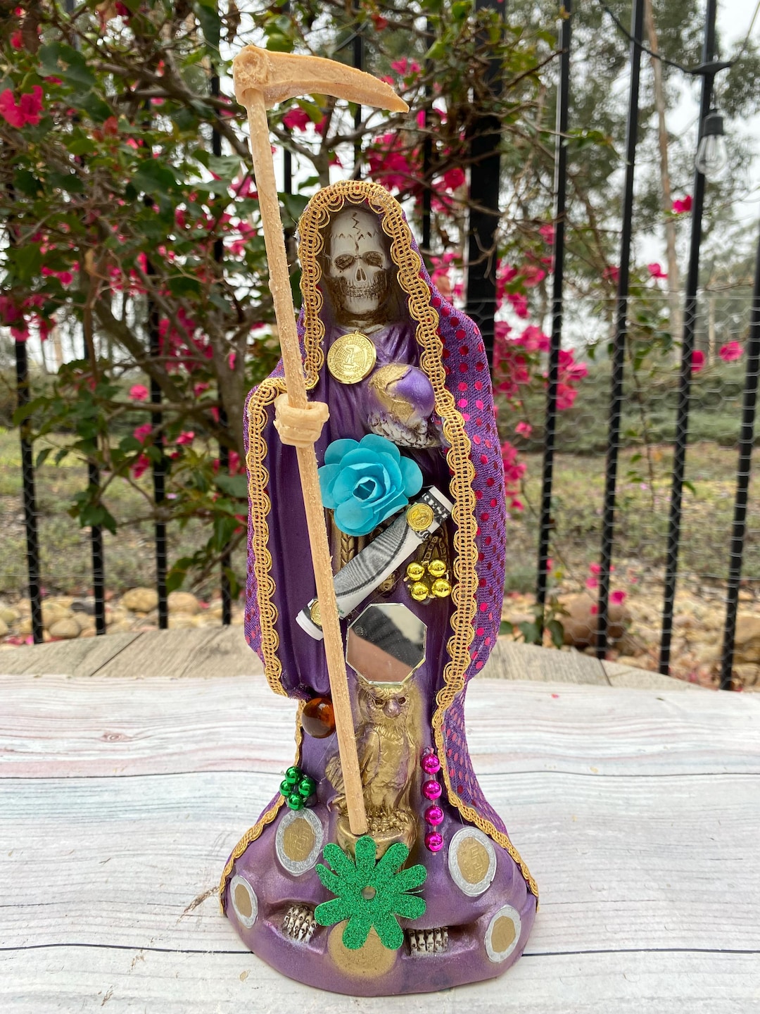 Santa Muerte Color Purple 13" Holy Death Statue / Grim Reaper/ Dressed ...