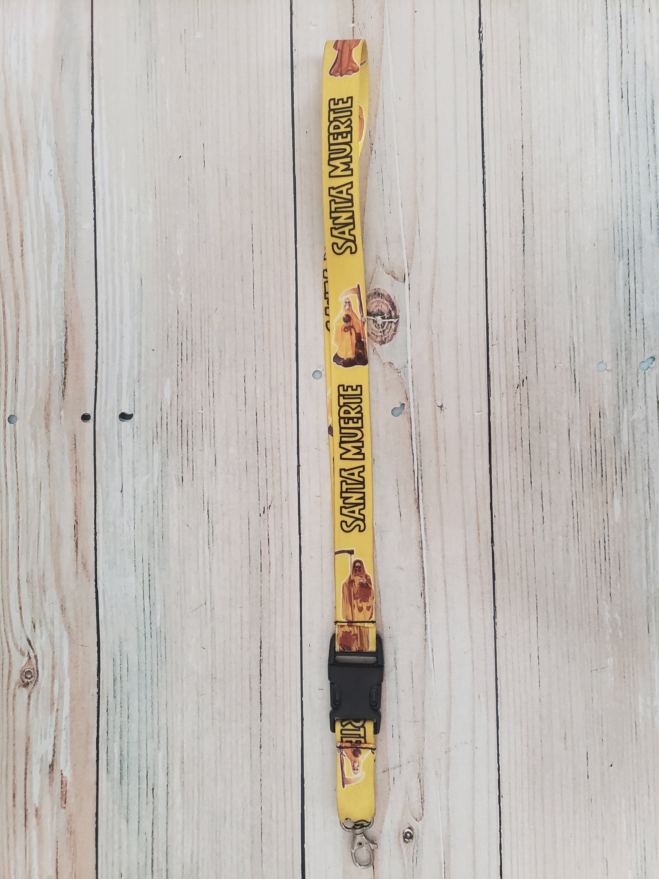 Santa Muerte Yellow Lanyard Keychain - Skinny Lady - Love - Passion ...