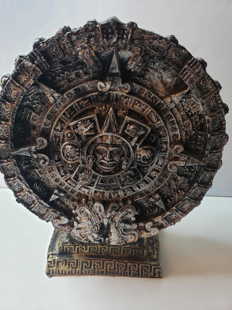 Santa Muerte Bendesida Azteca/ Aztec Calendar/holding a | Etsy