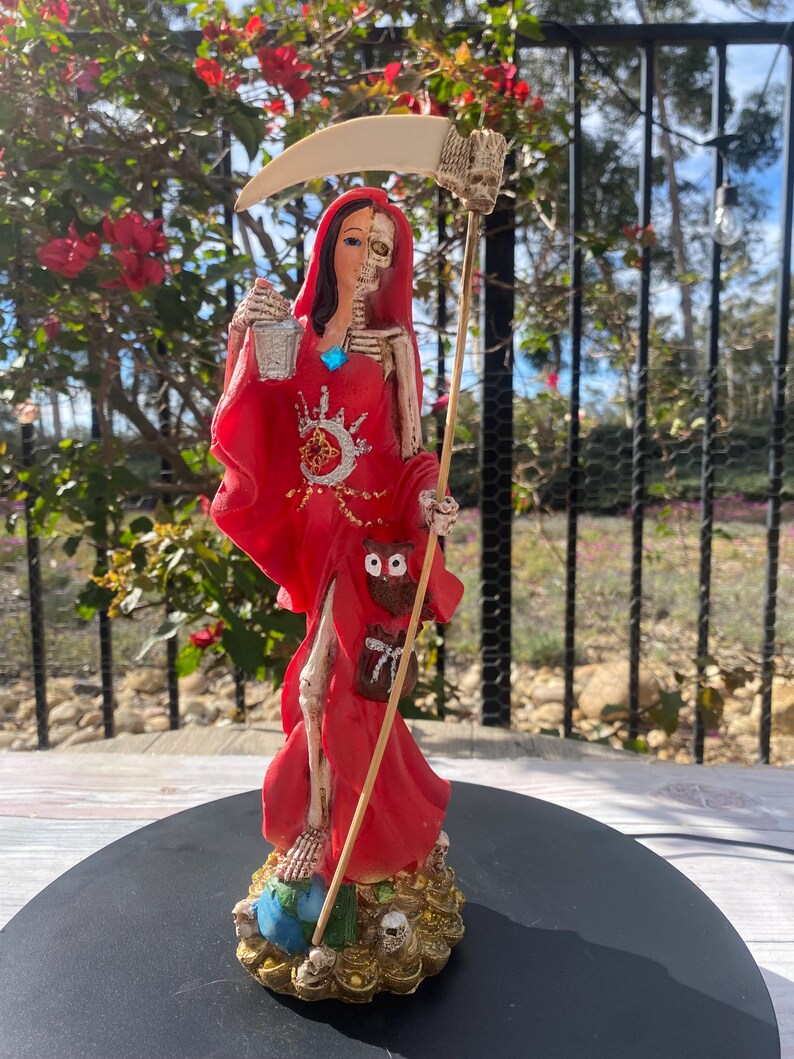 Santa Muerte Statue: 12" Holy Death, Red Encarnada Roja - Etsy