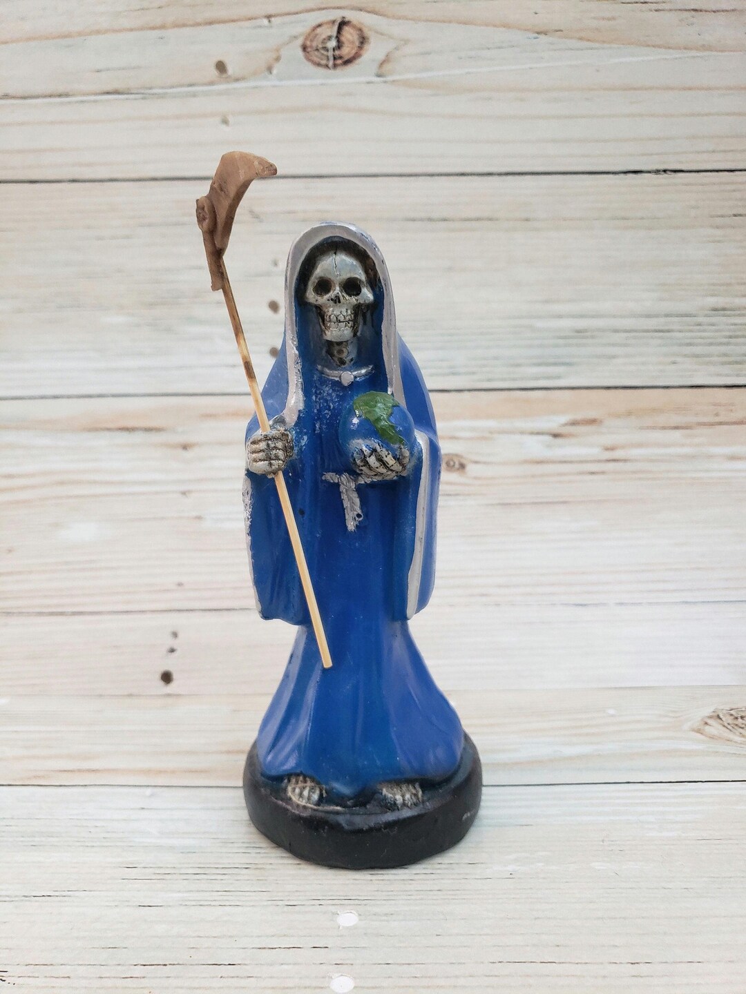 Santa Muerte Color Blue 8.5 Holy Death Statue / Grim Reaper / Curada ...