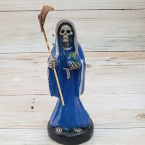 Santa Muerte Color Blue 8.5 Holy Death Statue / Grim Reaper / Curada ...