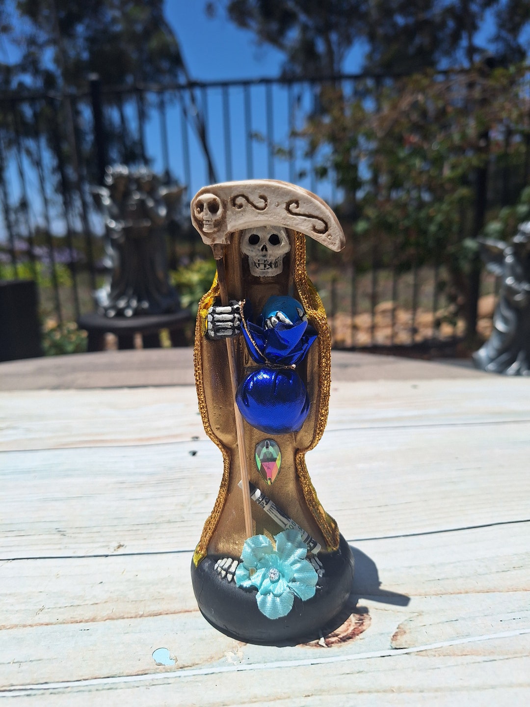 Santa Muerte Color Gold Dressed 7.5 Holy Death Statue /grim Reaper ...
