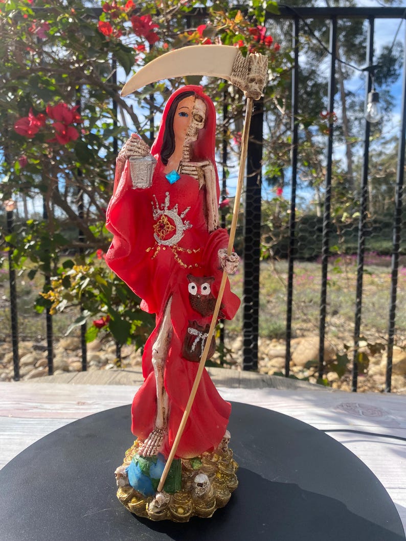 Santa Muerte Statue: 12" Holy Death, Red Encarnada Roja - Etsy