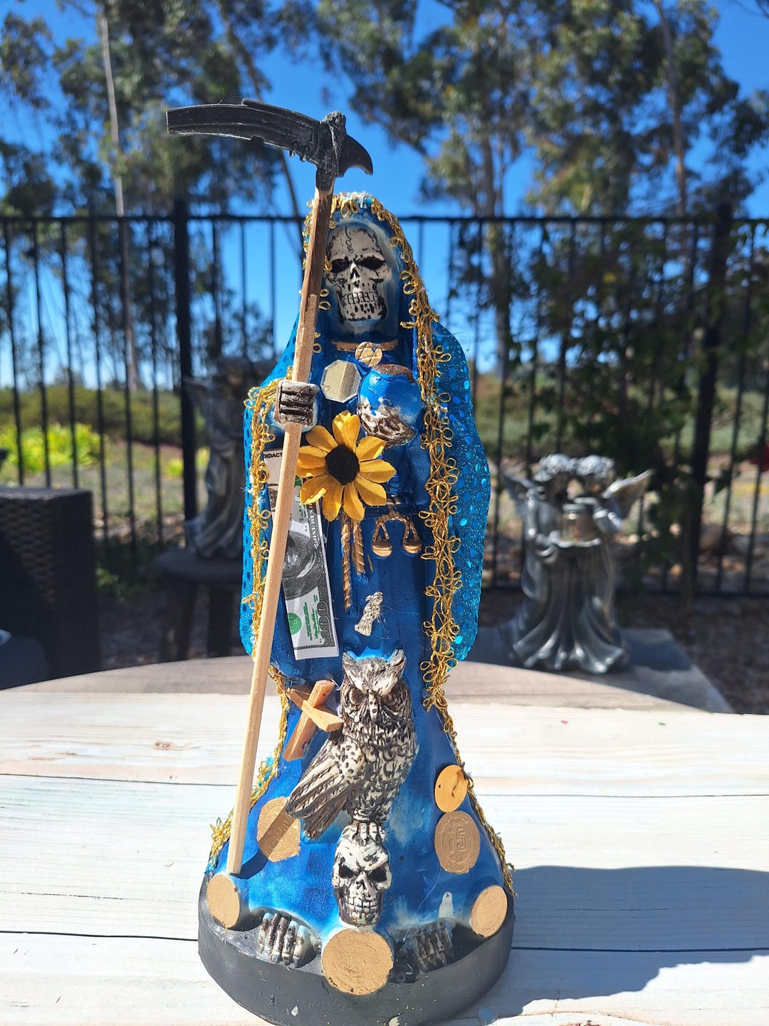 Santa Muerte Color Blue 13 Holy Death Statue / Grim Reaper/ Dressed ...