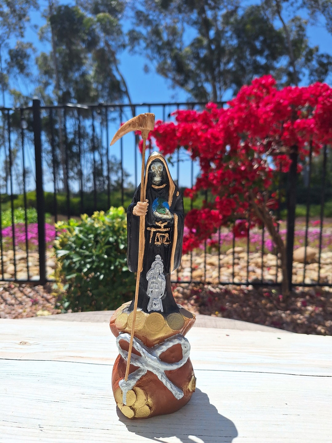 Santa Muerte Color Black 10.5" Holy Death Statue/ Health / Curada ...