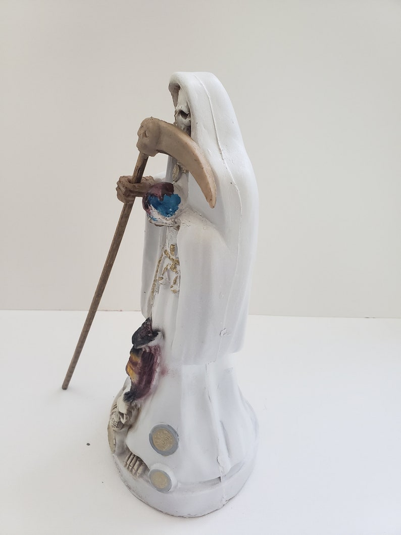 Santa Muerte Color White 13" Holy Death Statue / Grim Reaper / Curada ...