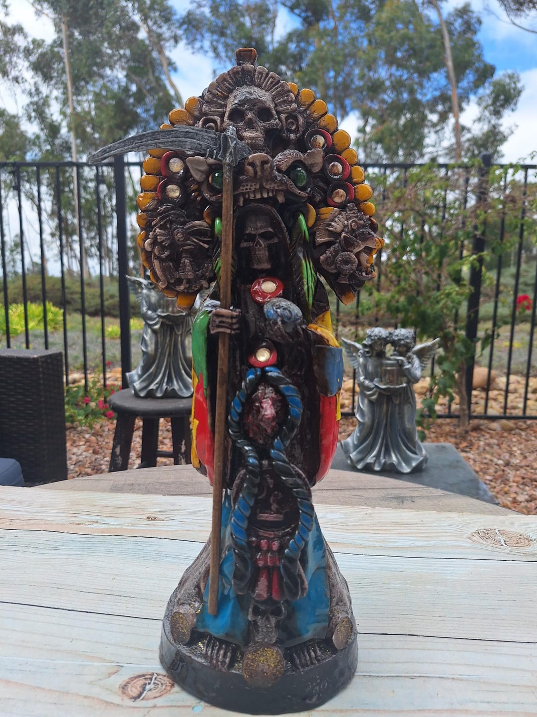 Santa Muerte Bendesida Azteca 17 Blue Rainbow Holy Death Fix Grim ...