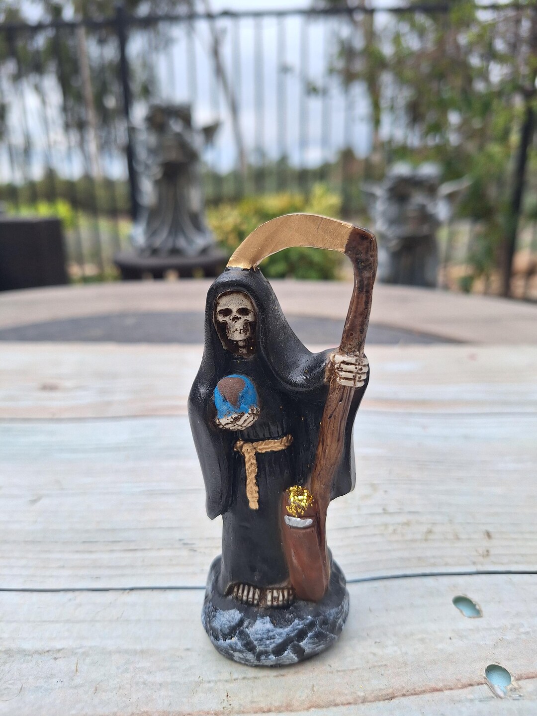 Santa Muerte Color Black 5 Holy Death Statue curada Color Negra Magic ...