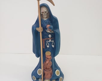 Santa Muerte Bendesida Con Reloj Color Azul 15.5 Color Blue Holy Death ...