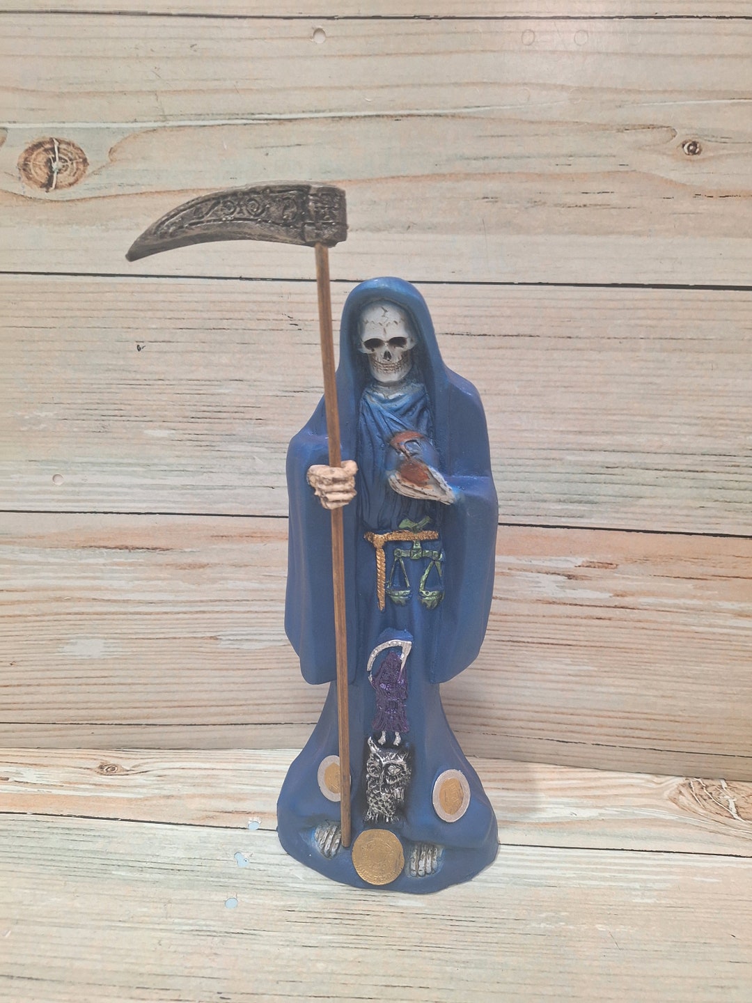 Santa Muerte Color Blue 13 Holy Death Sculpture / Grim Reaper / Buena ...