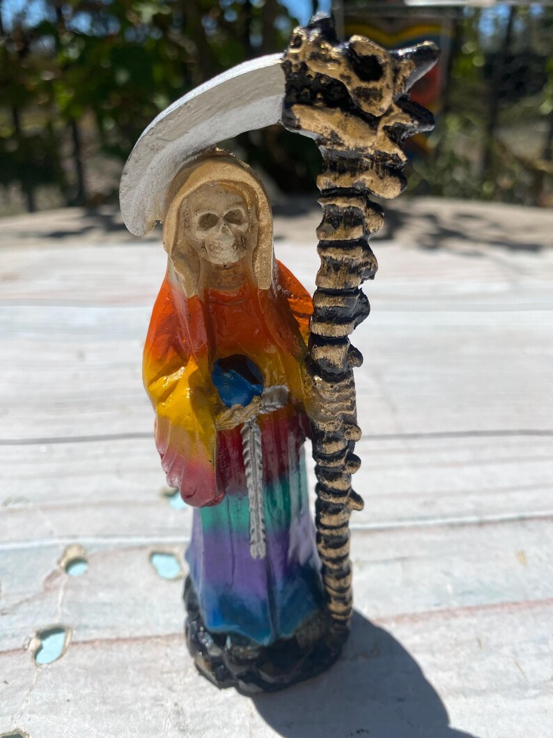 Rainbow Santa Muerte Statue, Holy Death Santisima (5.5") - Etsy