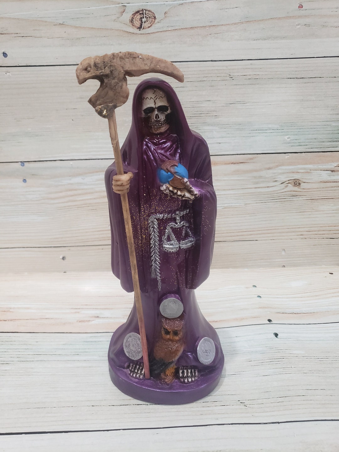 Santa Muerte Color Purple 13" Holy Death Statue / Grim Reaper / Morada ...