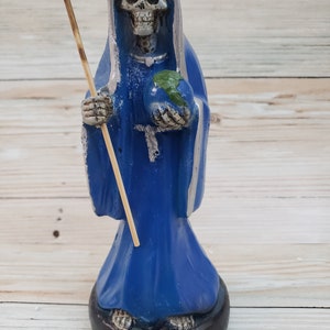 Santa Muerte Color Blue 8.5 Holy Death Statue / Grim Reaper / Curada ...