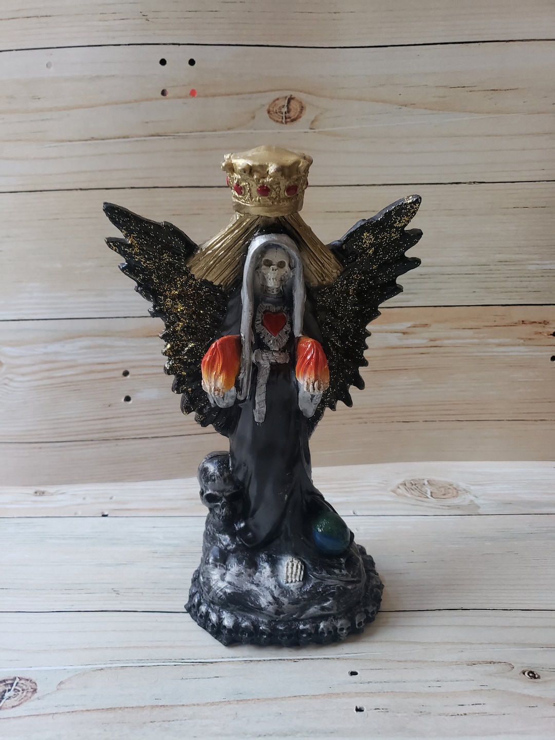 Santa Muerte Color Black 12.5" Holy Death Statue / Grim Reaper / With ...