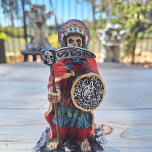Santa Muerte Bendesida Azteca - 6" X 4" Red Holy Death Fix - Grim ...