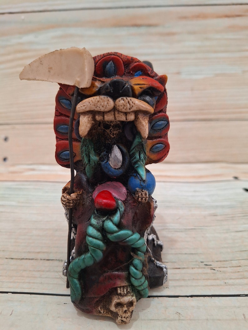 Santa Muerte Bendesida Azteca - 5"x3" Color Gold - Rainbow - Holy Death ...