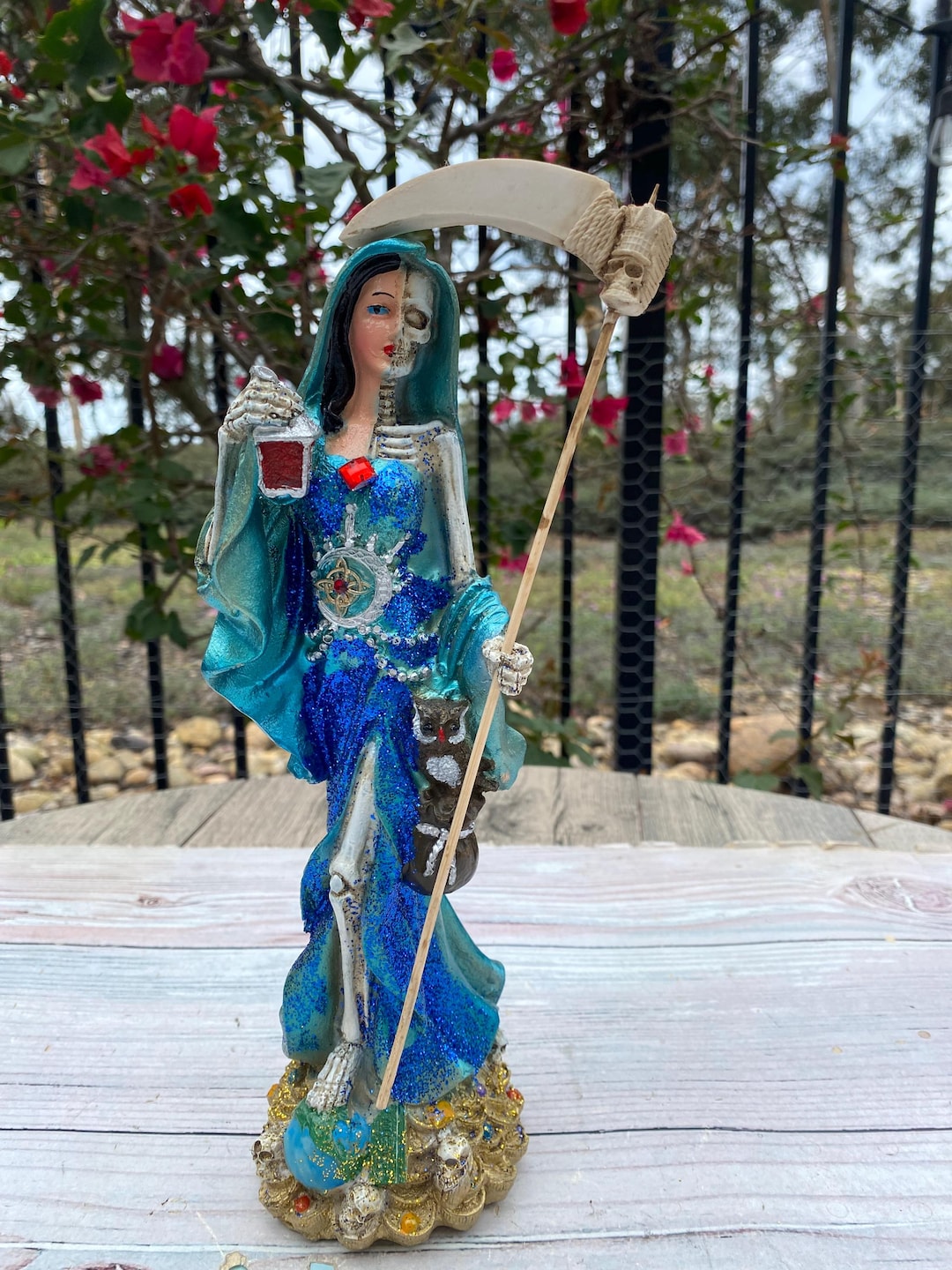 Blue Santa Muerte Statue Encarnada Azul – 12" Holy Death, Good Luck ...