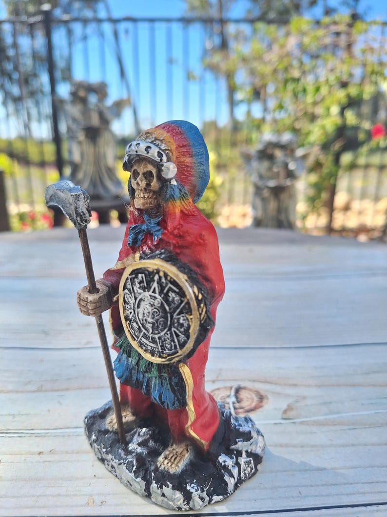 Santa Muerte Bendesida Azteca - 6" X 4" Red Holy Death Fix - Grim ...