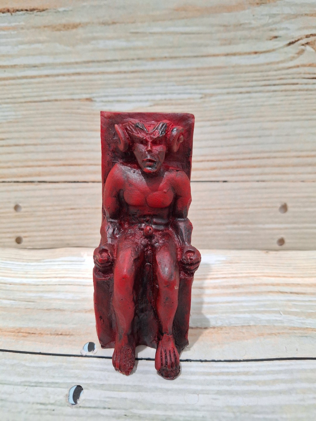 Handmade Red Satan Statue: Stone Resin Devil Figurine (5"x2") - Etsy