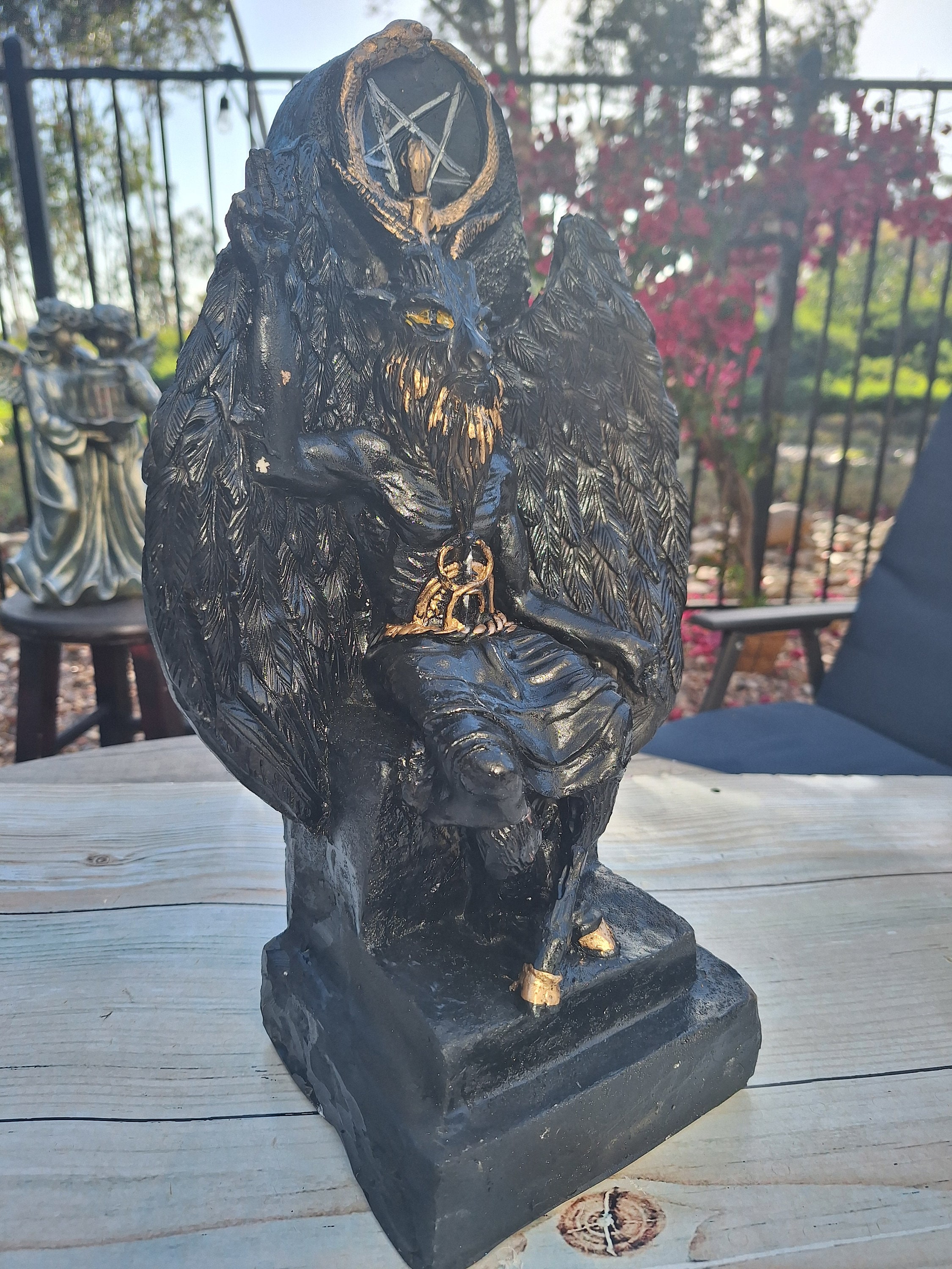 Handmade Baphomet Sabbatic Goat Statue: Templar Collectible (15"x10 ...