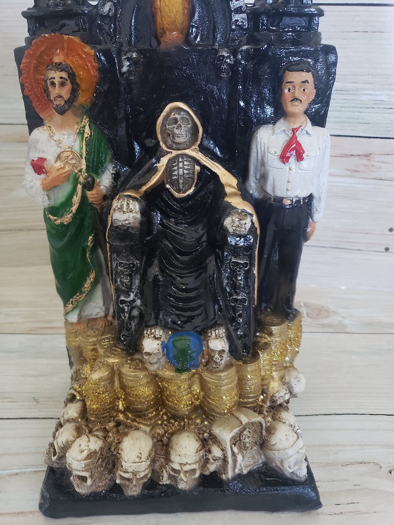 Handmade Jesus Malverde, Santa Muerte & San Judas Statue (14.5"x8") - Etsy