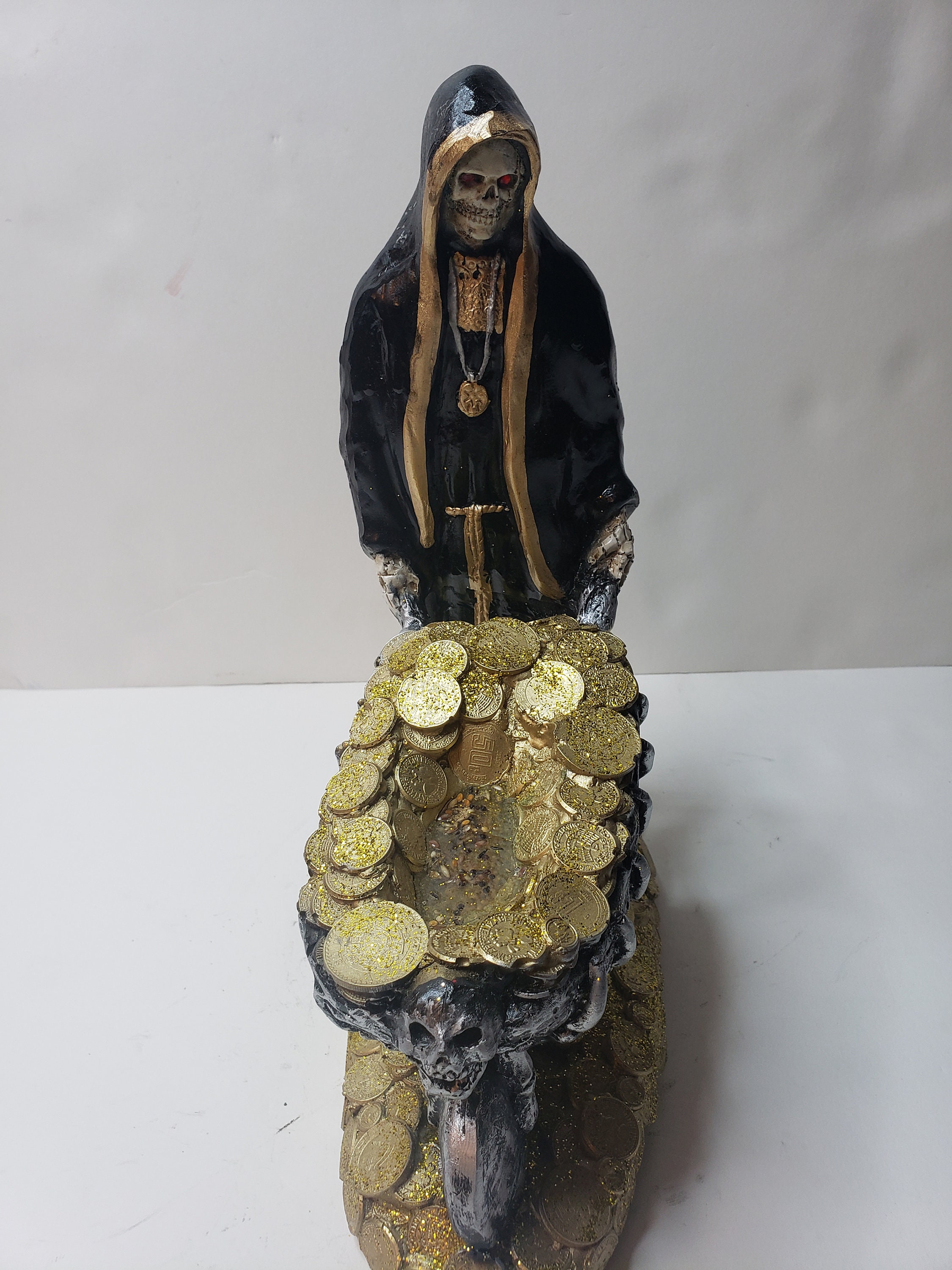 Santa Muerte Color Black 13x9 Holy Death Statue/ | Etsy