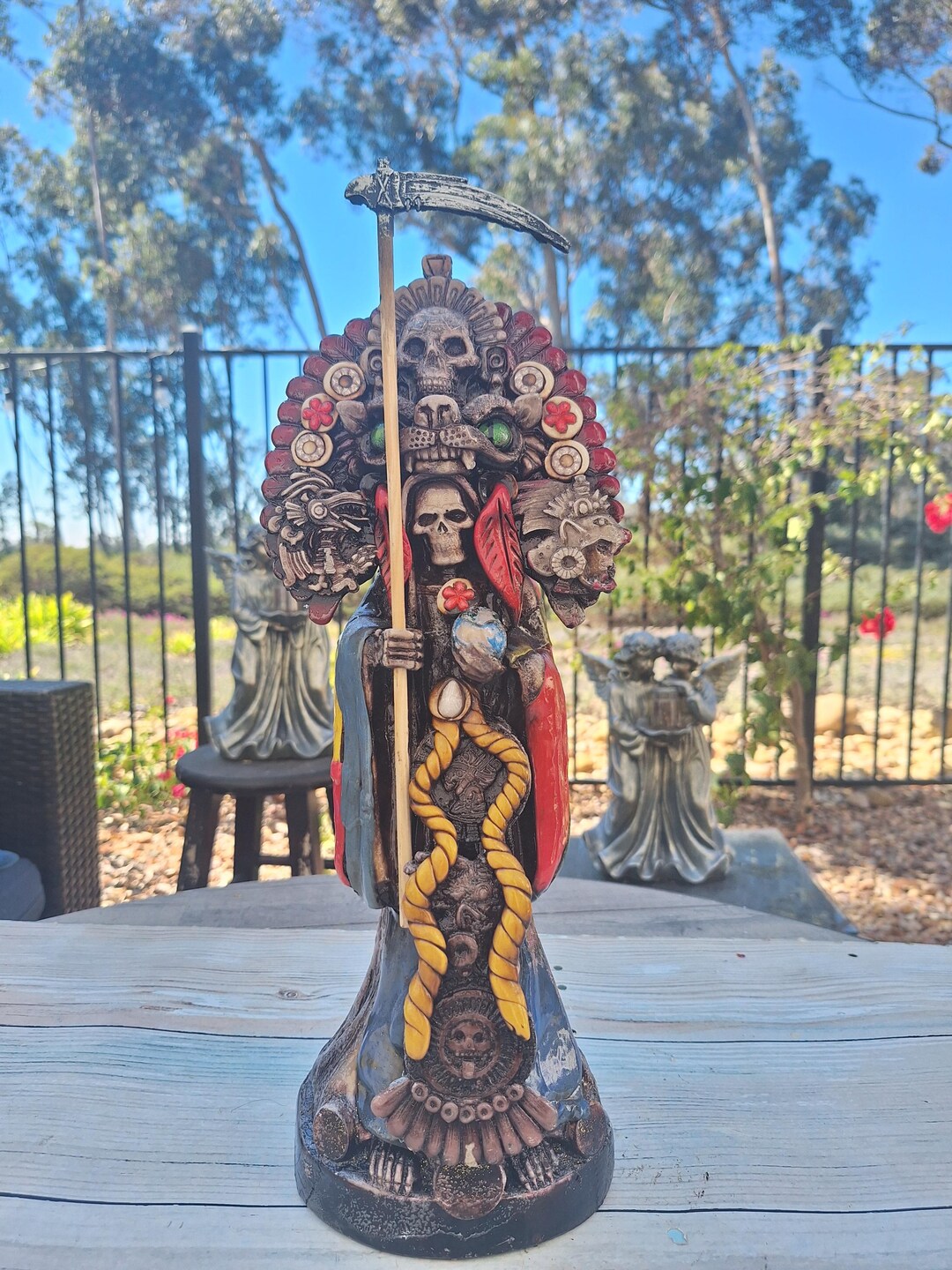 Santa Muerte Bendesida Azteca 17 Yellow Rainbow Holy Death Fix Grim ...