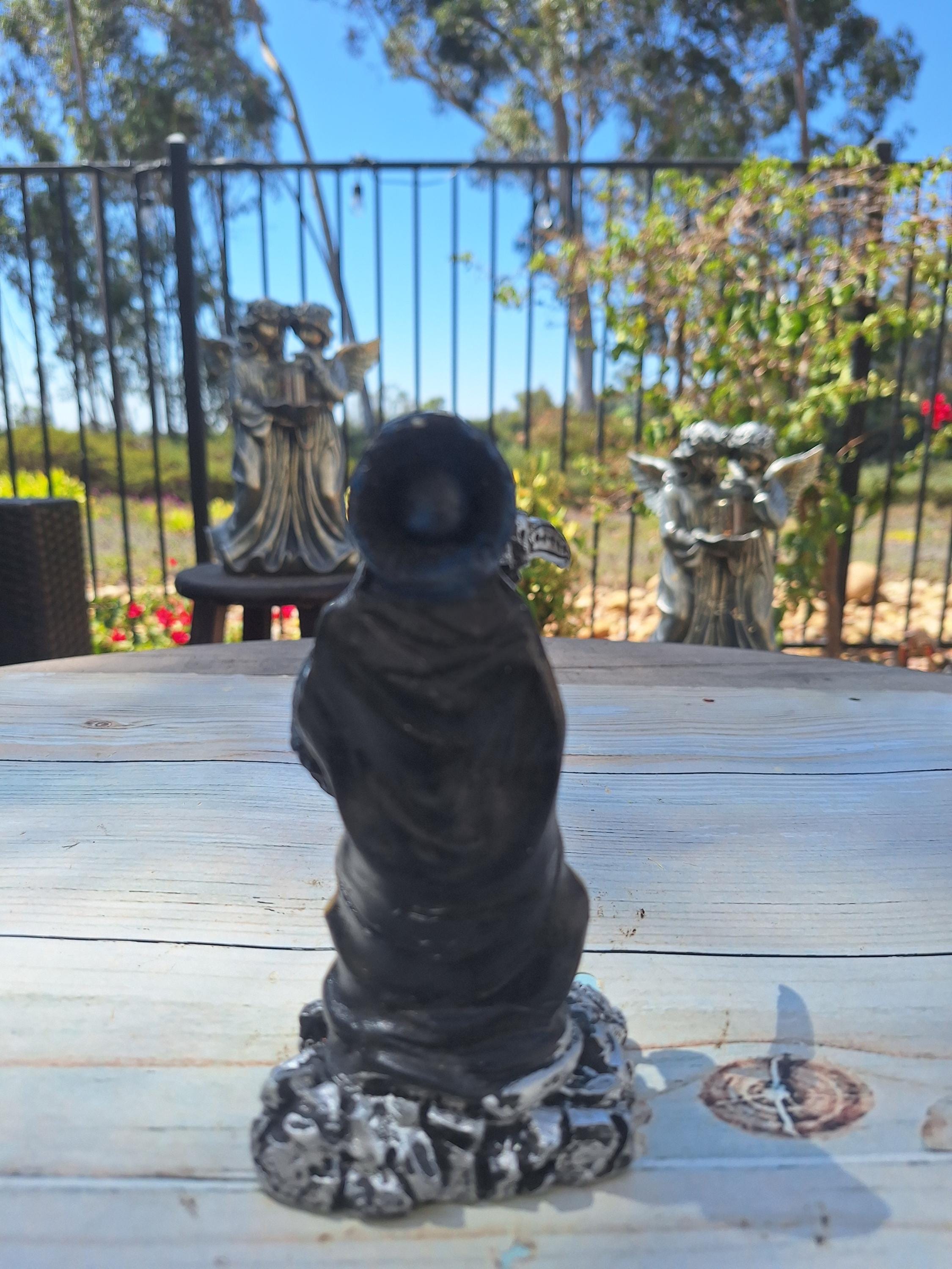 Santa Muerte Bendesida Azteca - 6" X 4" Black Holy Death Fix - Grim ...