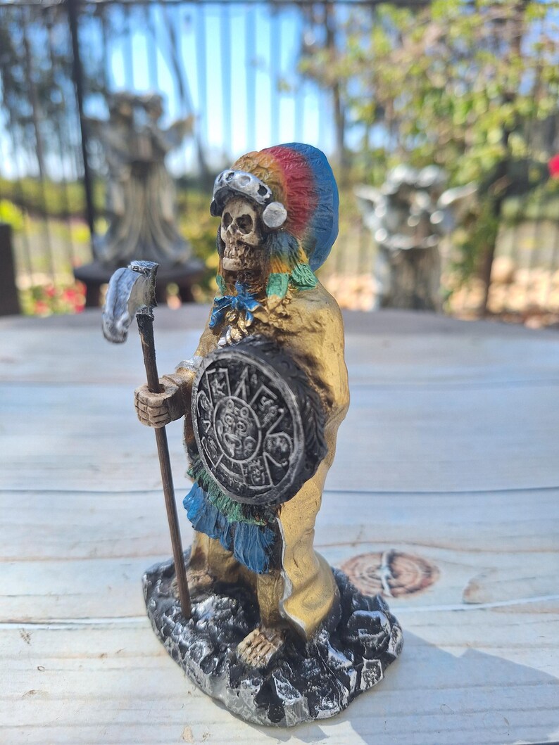 Santa Muerte Bendesida Azteca - 6" X 4" Gold Holy Death Fix - Grim ...