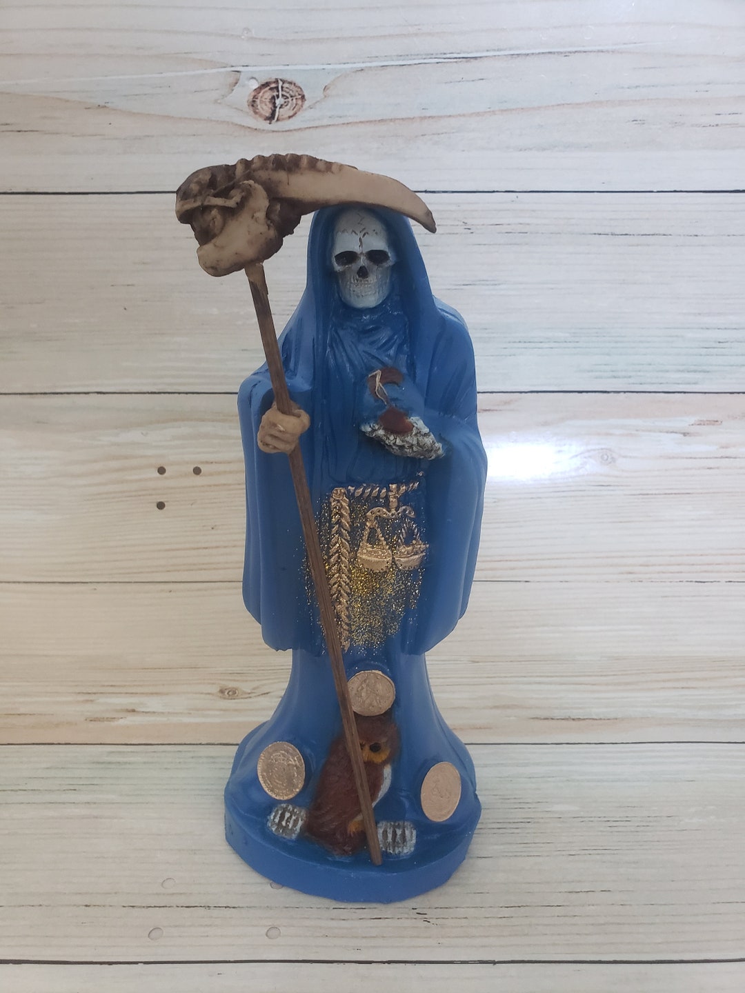 Santa Muerte Color Blue 13" Holy Death Statue / Grim Reaper / Azul ...