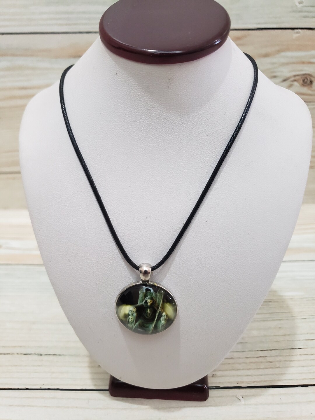 Santa Muerte Black Necklace Glow in the Dark Chain - Handmade - Cadena ...