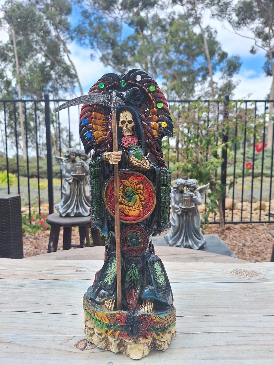 Santa Muerte Bendesida Azteca 16 Color Blue Rainbow Holy Death Fix Grim ...