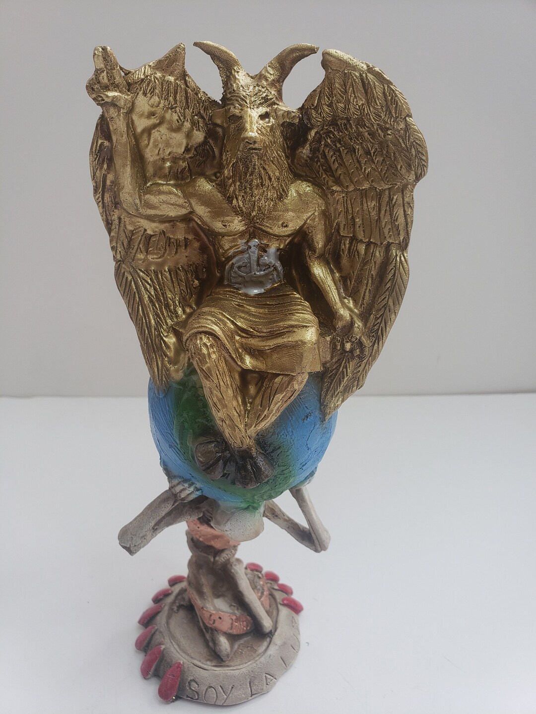Templar Sabbatic Goat Baphomet Satan 11" X 5" Seating on Top of World ...